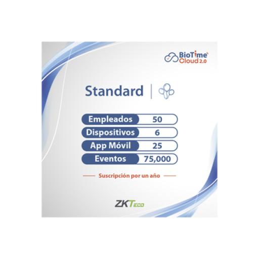 ZKTeco LICENCIA STANDART BIOTIME CLOUD 2.0 / 50 USUARIOS / 6 ...